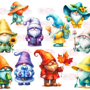 Watercolor Seasonal Gnomes Clipart Collection, Colorful Gnomes Pretty ...