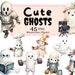 Cute Ghost Clipart, Tiny Ghosts Shadow Spooky Season, Scary Watercolor ...