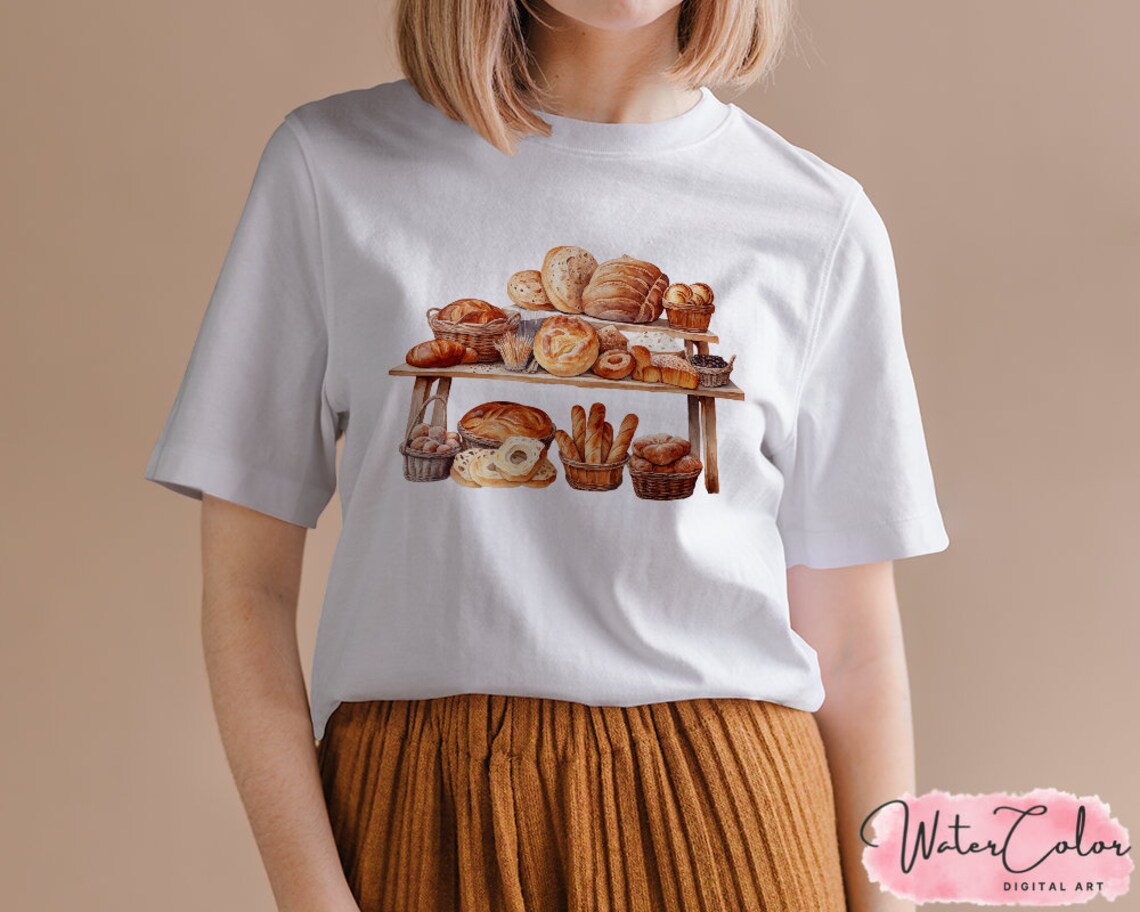 Watercolor Baked Bakery Clipart Bread Baguettes French - Etsy