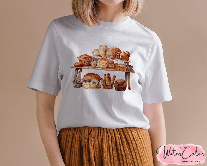 Watercolor Baked Bakery Clipart Bread Baguettes French - Etsy