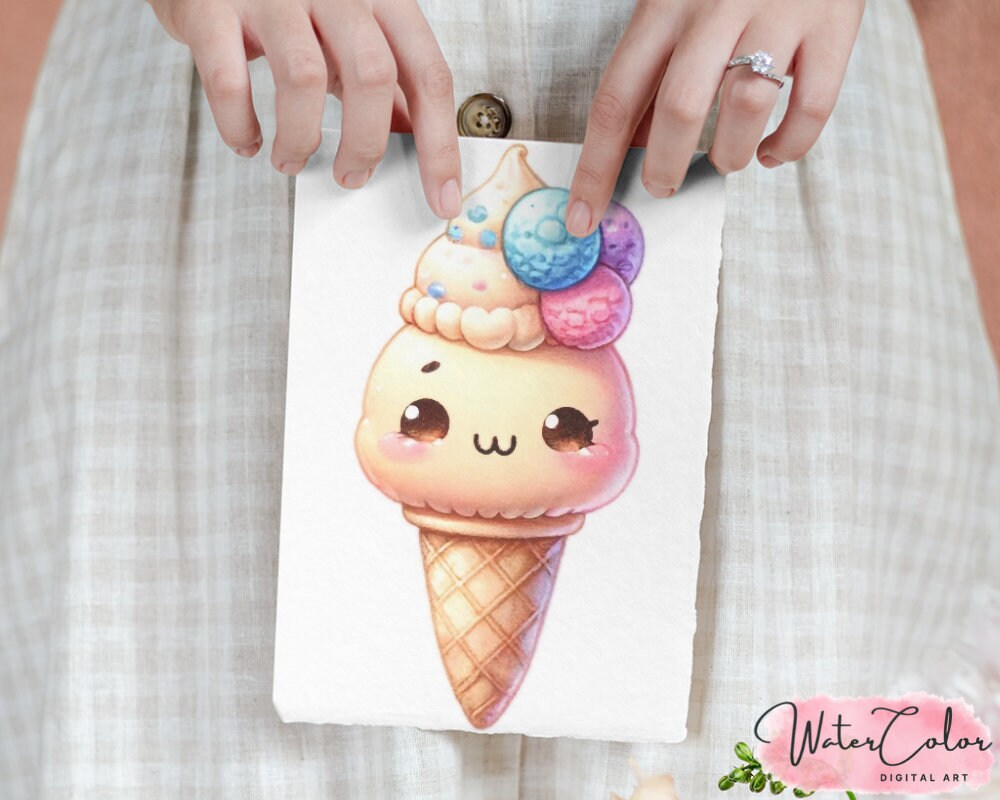 Watercolor Kawaii Sweets Clipart Bundle, Soft Colors Macarons Cupcakes ...