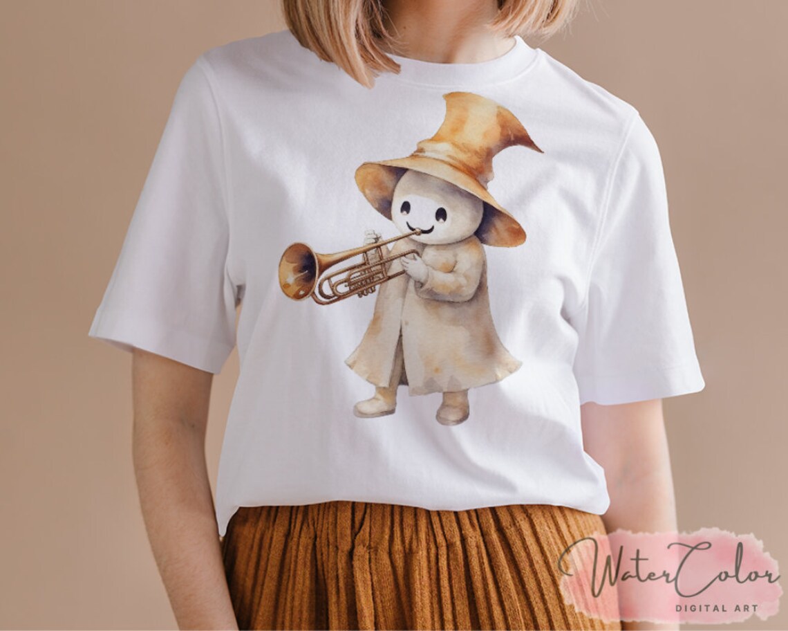 Cute Ghost Clipart, Tiny Ghosts Shadow Spooky Season, Scary Watercolor ...