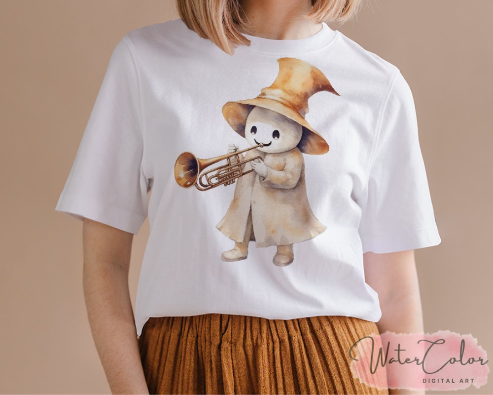Cute Ghost Clipart, Tiny Ghosts Shadow Spooky Season, Scary Watercolor ...