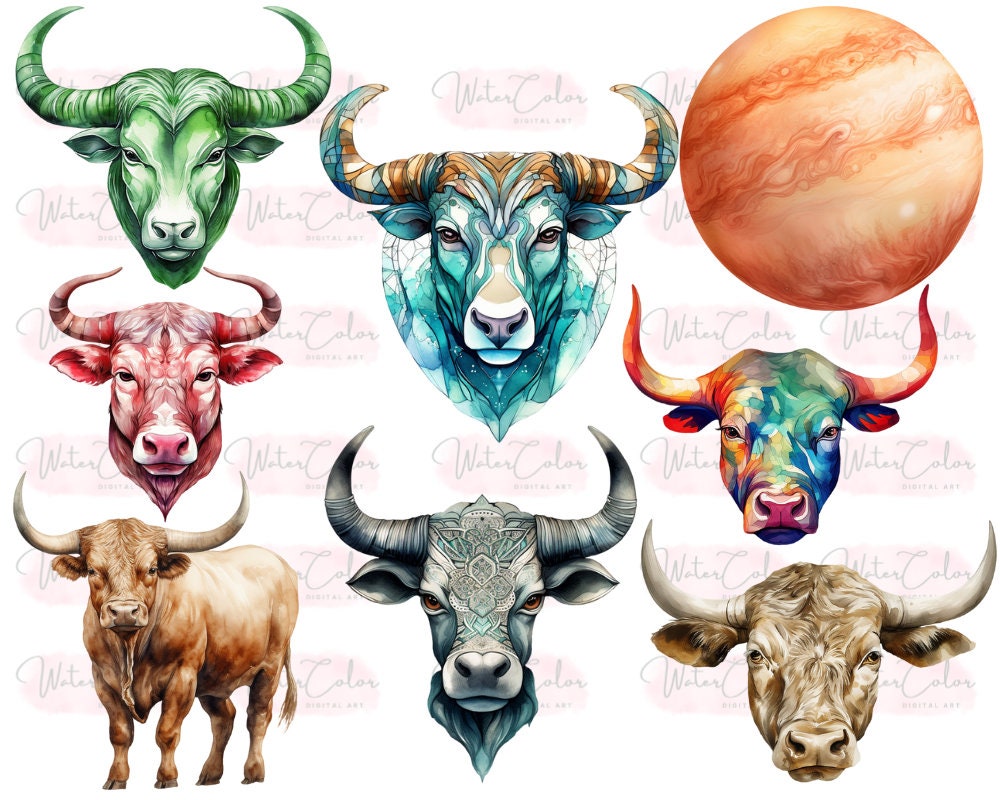 Zodiac Signs Clipart, Horoscope Taurus Star Sign, Esoterical Clipart ...