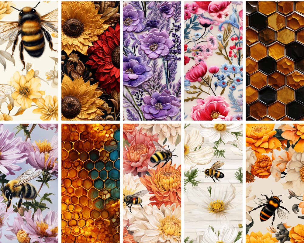 Honey Bumblebee Paper, Bee Seamless Pattern Honeycomb Digital, Honey ...