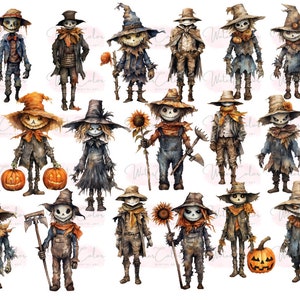 Scarecrow Clipart Watercolor, Spooky Crow Scary Autumn, Scarecrows ...