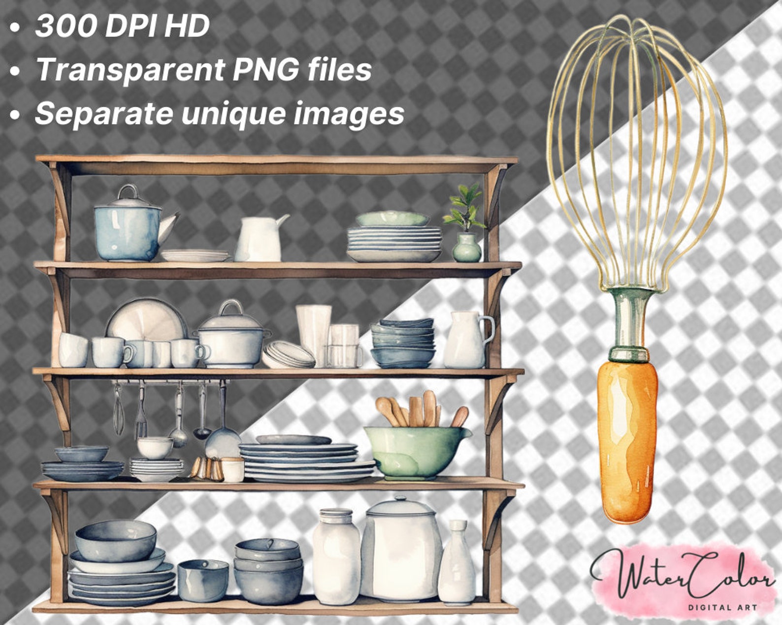 Kitchen Utensils Clipart, Watercolor Cottagecore Kitchenware Food ...
