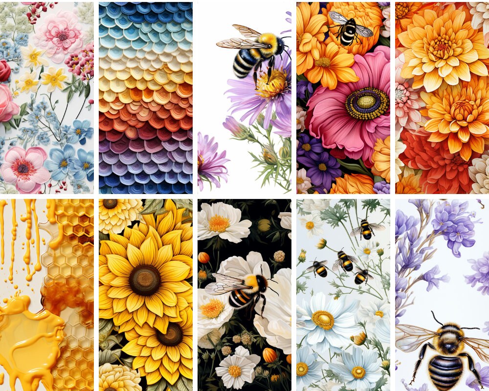 Honey Bumblebee Paper, Bee Seamless Pattern Honeycomb Digital, Honey ...