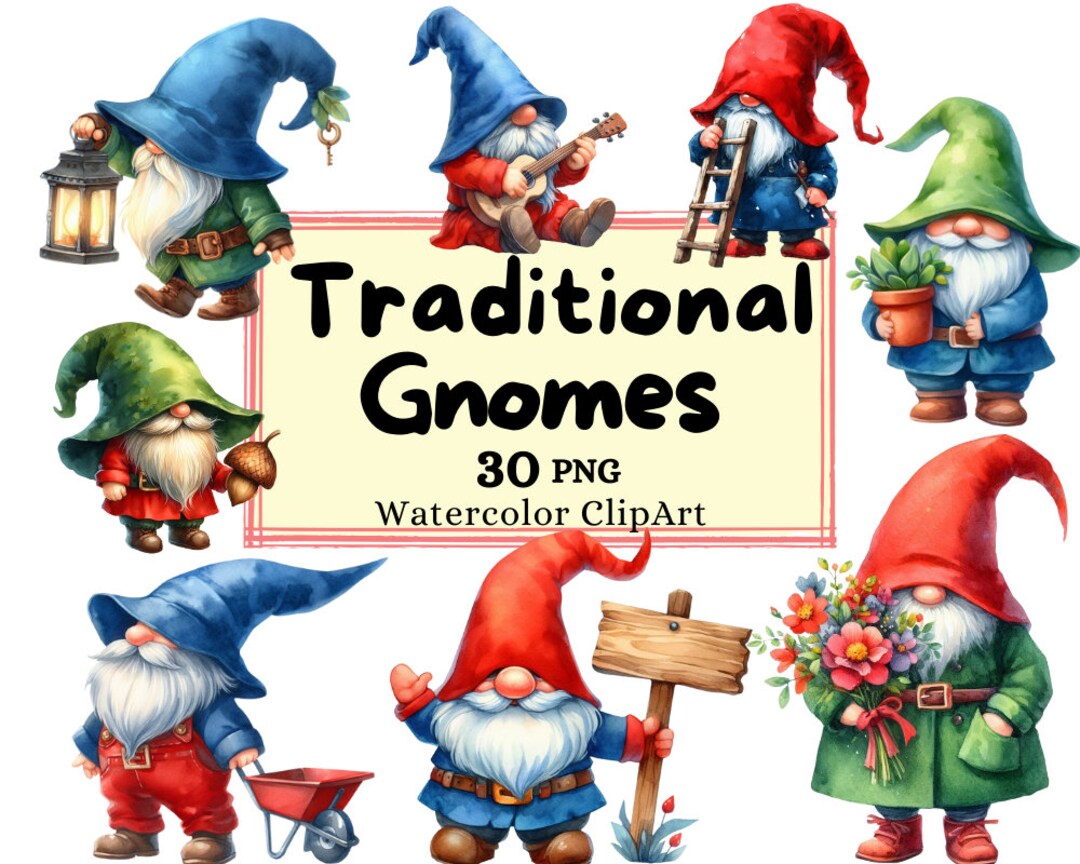 Watercolor Gnomes Clipart, Festive Gnomes Collection, Design Xmas ...