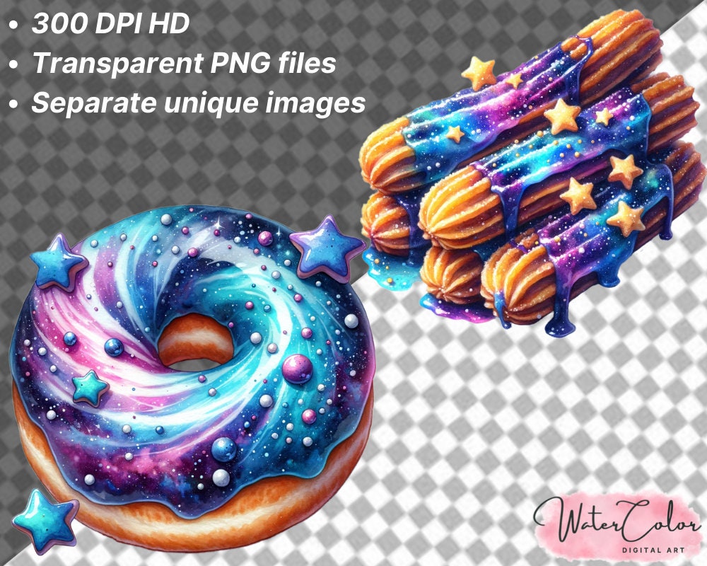 Watercolor Galaxy Sweets Clipart, Space Cookies, Cute Sweet Macarons ...