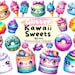 Watercolor Kawaii Sweets Clipart Bundle, Soft Colors Macarons Cupcakes ...