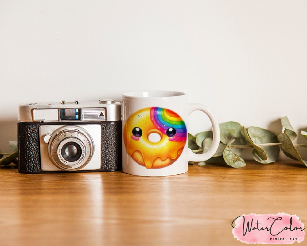 Watercolor Kawaii Rainbow Sweets Clipart Bundle, Colorful Macaron ...