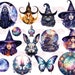 Celestial Moon Witch Clipart Watercolor Galaxy Witch Magic Spell PNG ...