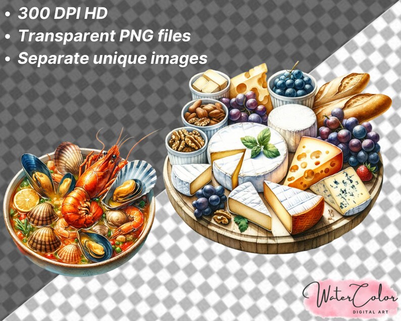 Watercolor French Food Bundle Clipart, French Gourmet Dish Ratatouille ...