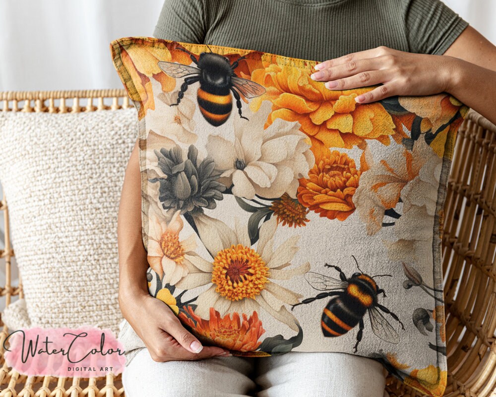Honey Bumblebee Paper, Bee Seamless Pattern Honeycomb Digital, Honey ...