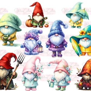 Watercolor Seasonal Gnomes Clipart Collection, Colorful Gnomes Pretty ...
