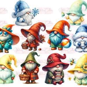 Watercolor Seasonal Gnomes Clipart Collection, Colorful Gnomes Pretty ...