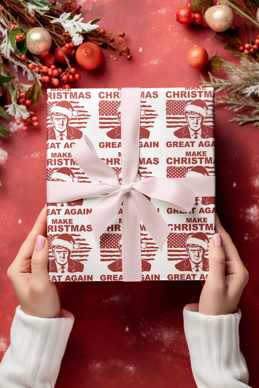 Donald Trump MAGA Christmas Wrapping Paper Festive Gift Wrap Rolls for ...