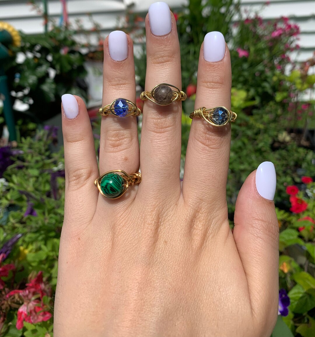 Crystal Gold Wire Rings - Etsy