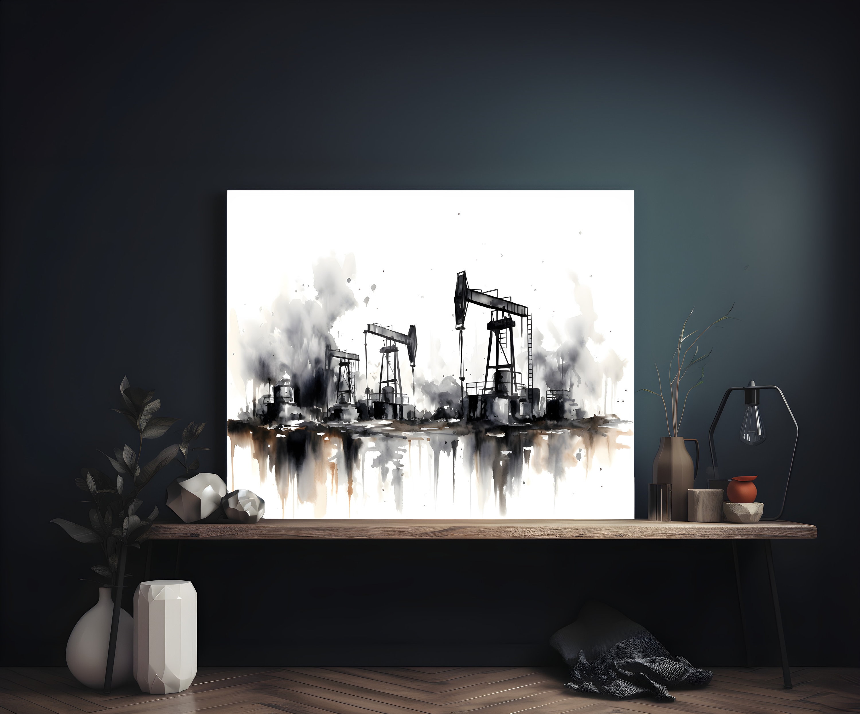 39 Oil Rig Downloads, Watercolor Industrial Printable Art - Etsy