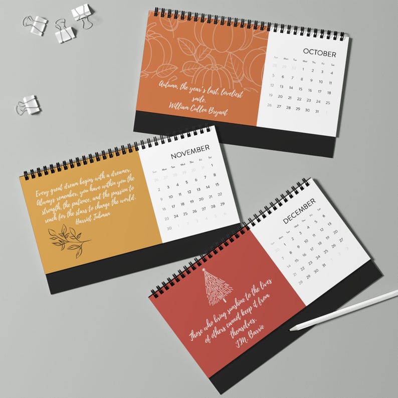 Inspirational Desktop Calendar, 2025 Grid Planner, Trendy Desk ...