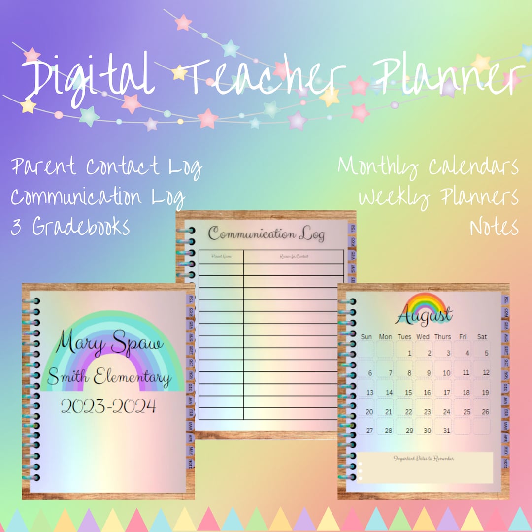 Digital Teacher Planner, Planner, Gradebook, Notes, Notebook, Parent ...