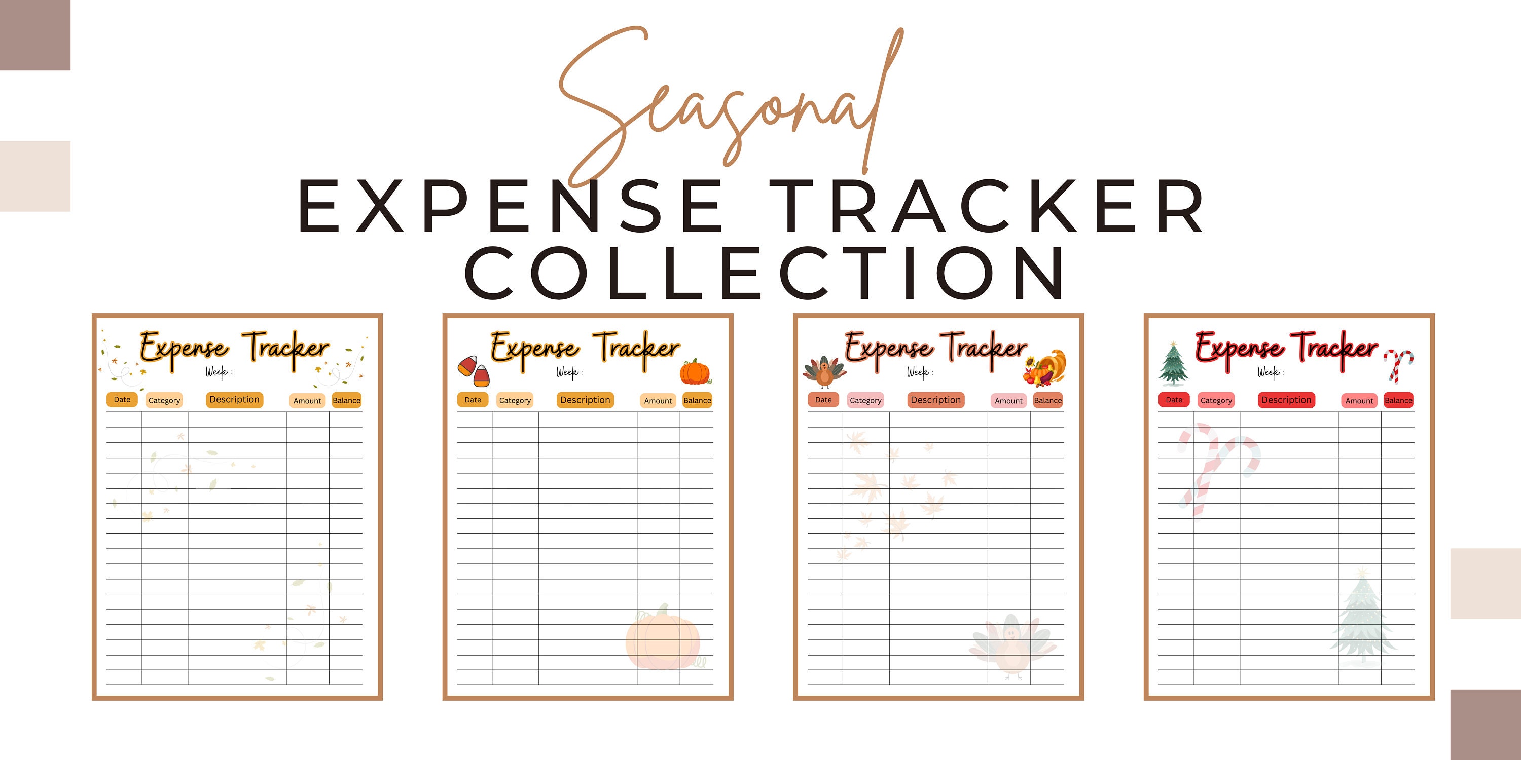 Expense Tracker, Printable Tracker Set, Budgeting, Letter Size ...