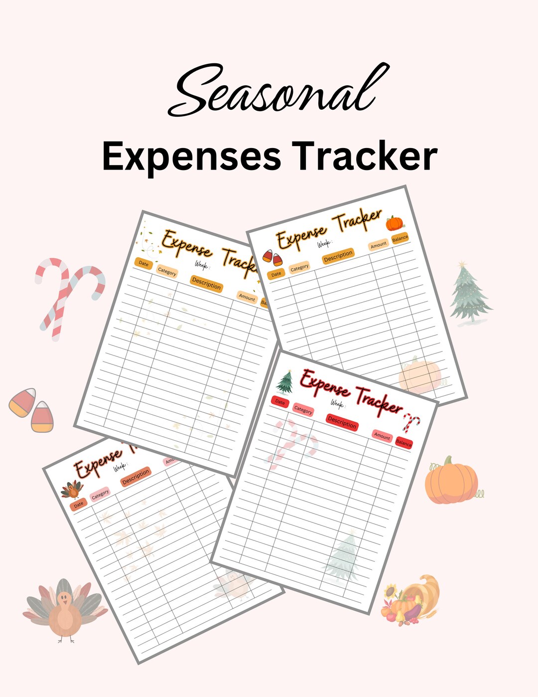 Expense Tracker, Printable Tracker Set, Budgeting, Letter Size ...