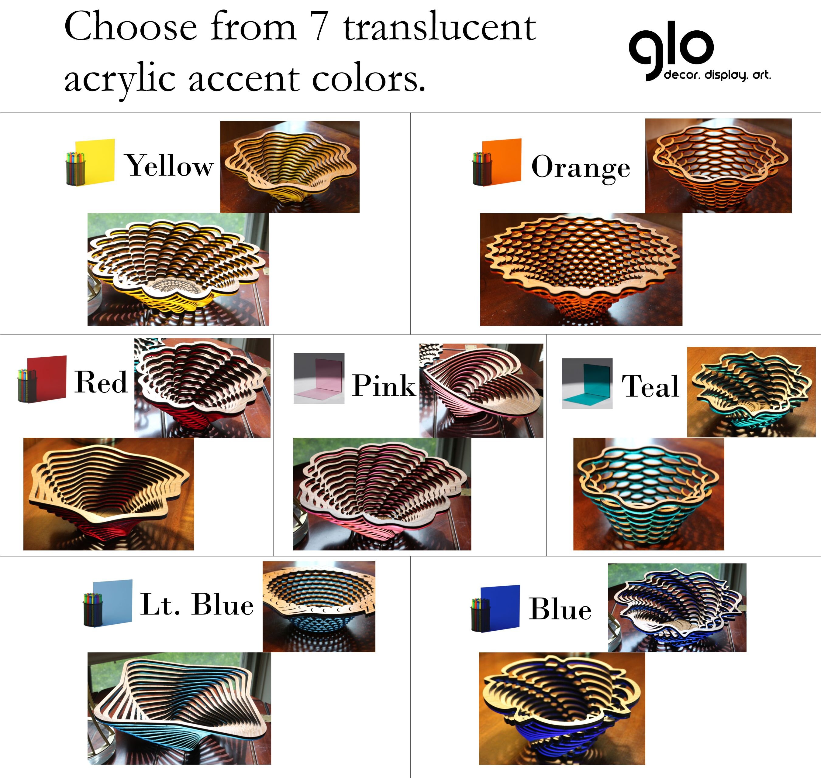 Wooden Glo Bowl, Round Spiral Design, Suncatcher Home Decor, Display ...