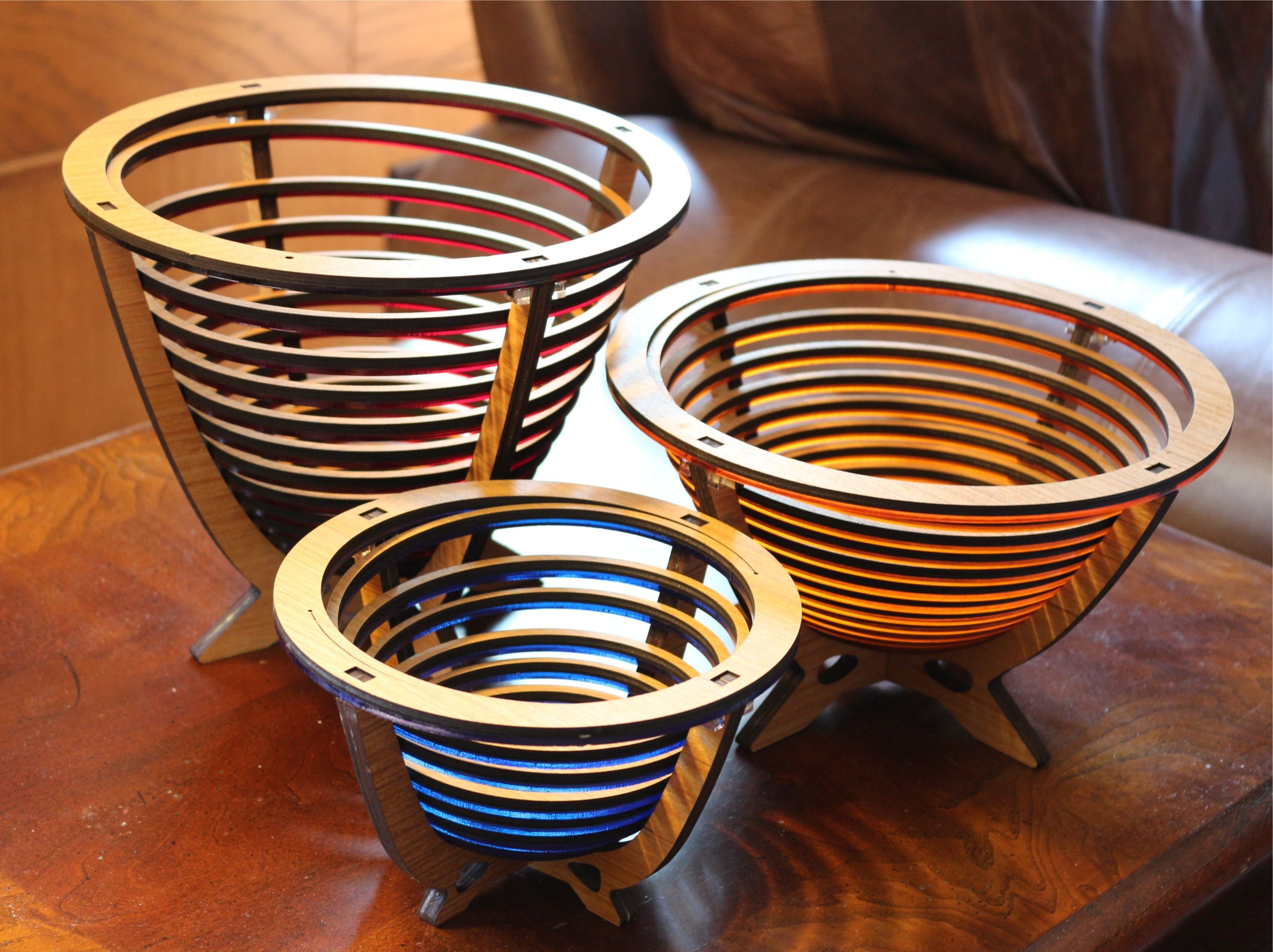 Wooden Glo Bowl, Round Spiral Design, Suncatcher Home Decor, Display ...