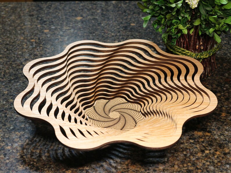 All-wood Bowl, Wave Pattern, Twist Style, Functional and Display Bowl ...