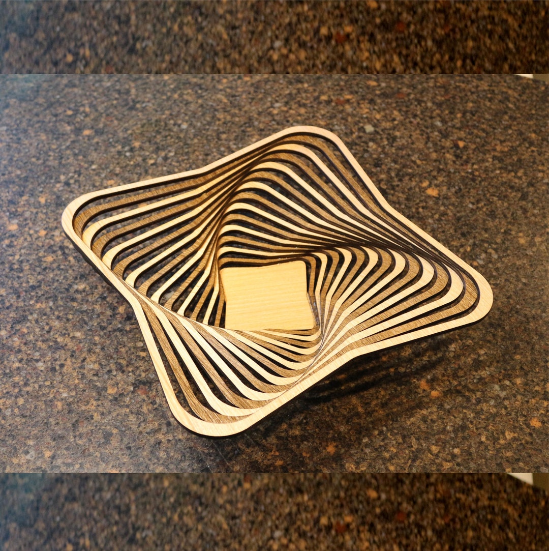 All-wood Bi-color Bowl, Square Pattern, Twist Style, Functional and ...