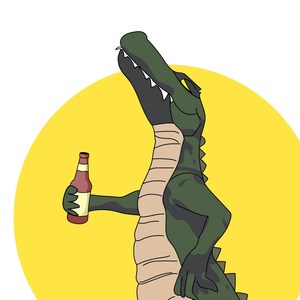 Beer Drinking Crocodile Printable High Quality Sublimation Illustration ...