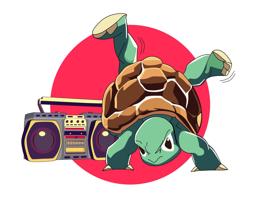 Turtle Doing Breakdance Printable High Quality Sublimation Illustration ...