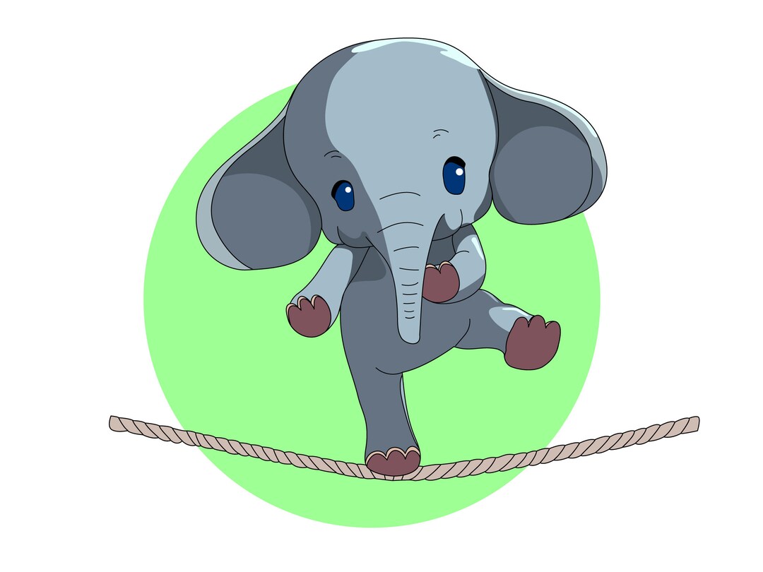 Elephant on a Tightrope Illustration Instant Download SVG - Etsy