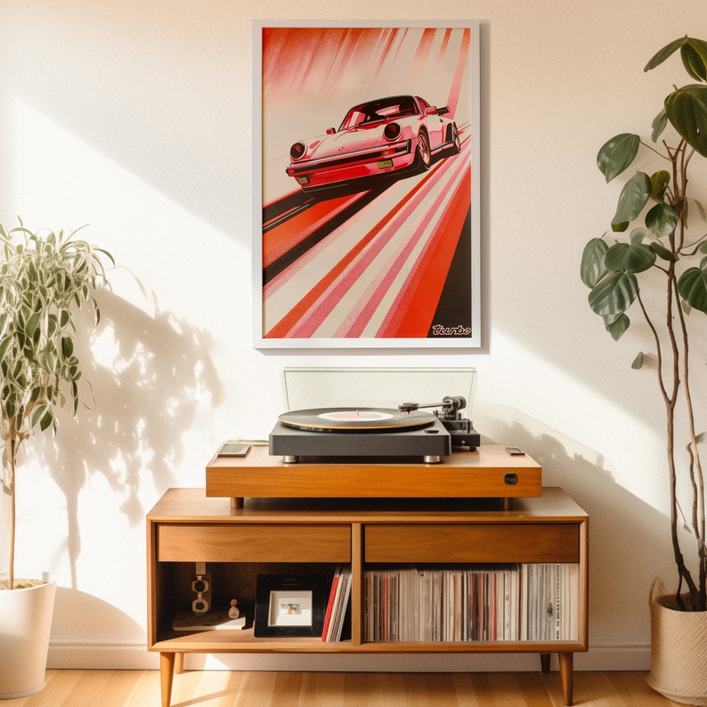 Retro Porsche 911 Turbo Poster Vintage Style Auto Racing Print Classic ...