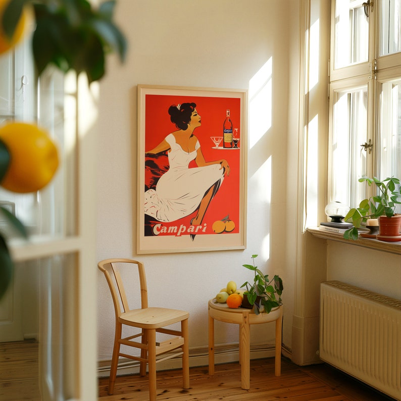 Campari Poster | Vintage Alcohol Ad Style Print | Retro Wall Art | Bar ...