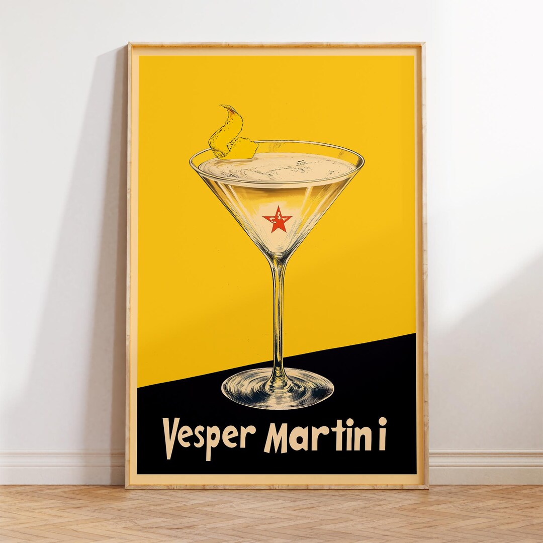 Vesper Martini Cocktail Poster | Vintage Liquor Ad Style Print | Retro ...