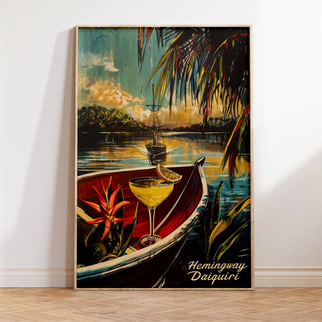 Hemingway Daiquiri Poster: Vintage Cuban Cocktail Print - Etsy