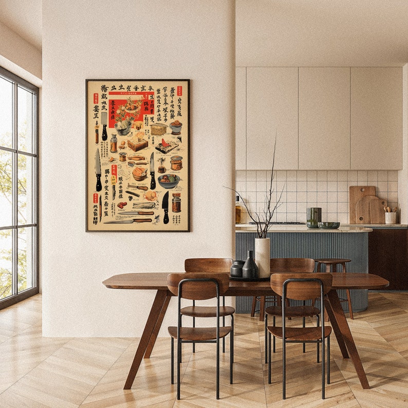 Japanese Kitchen Utensils Poster Vintage Culinary Print Retro Japan ...