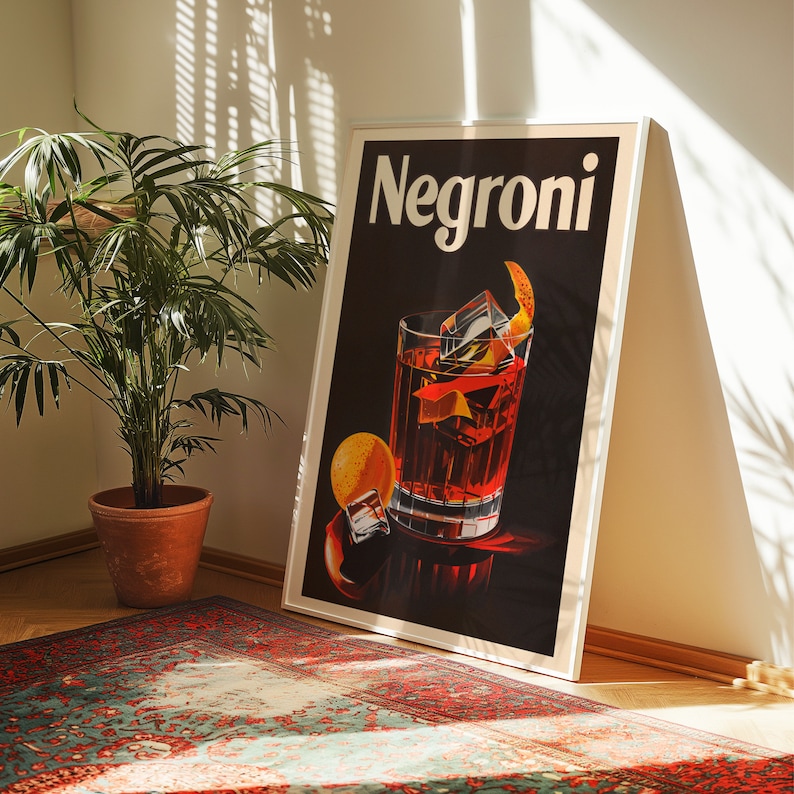 Mid-century Modern Negroni Print: Retro Italian Cocktail Bar Art - Etsy