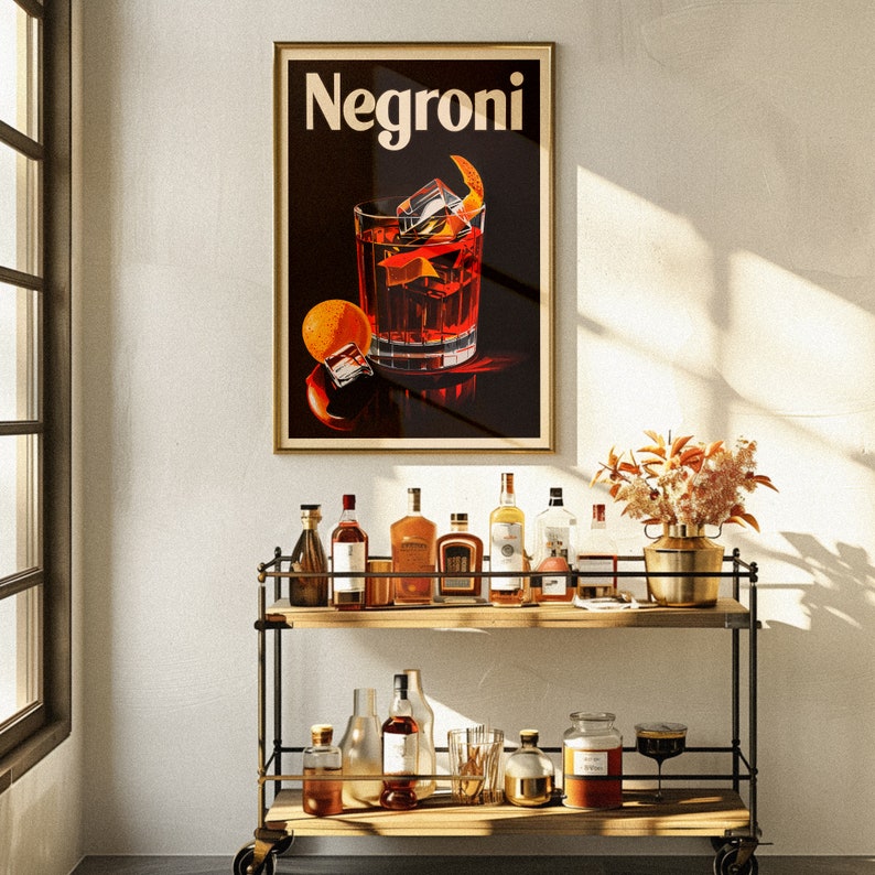 Mid-century Modern Negroni Print: Retro Italian Cocktail Bar Art - Etsy