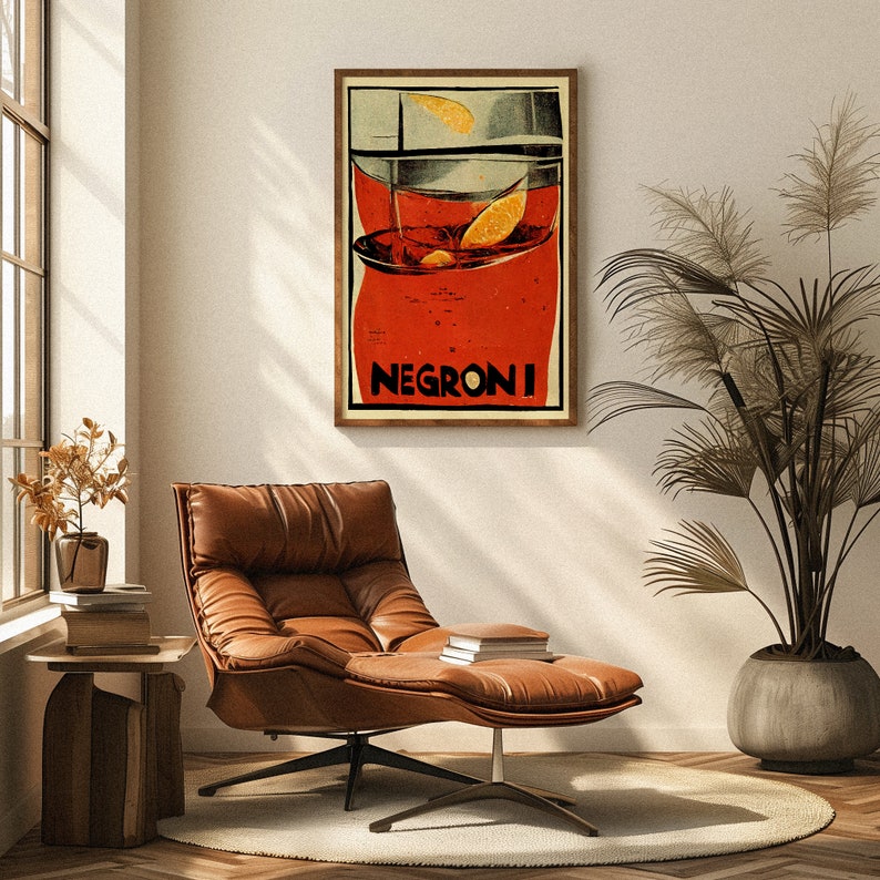 Mid-century Modern Negroni Poster: Vintage Style Liquor Ad Art - Etsy