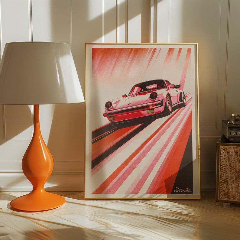 Retro Porsche 911 Turbo Poster Vintage Style Auto Racing Print Classic ...