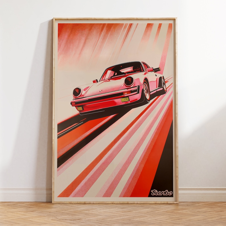 Retro Porsche 911 Turbo Poster: Vintage Auto Racing Art - Etsy