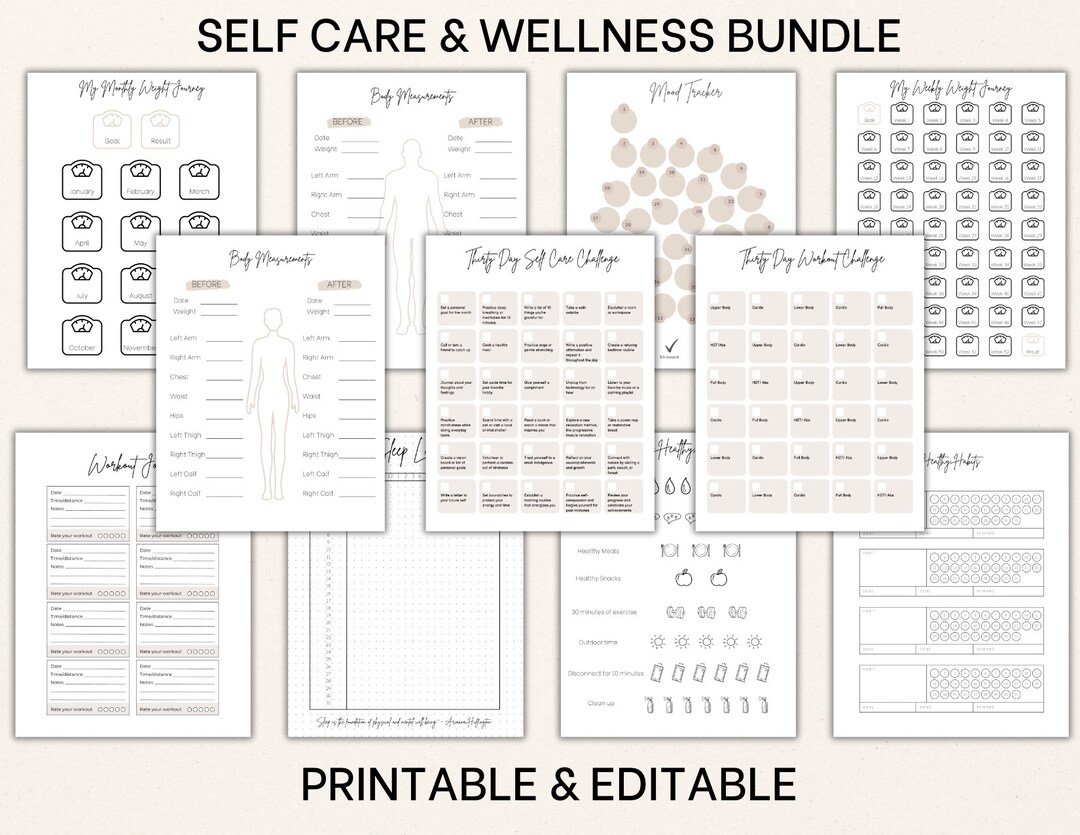 Self Care Digital Planner Self Care Journal Wellness - Etsy