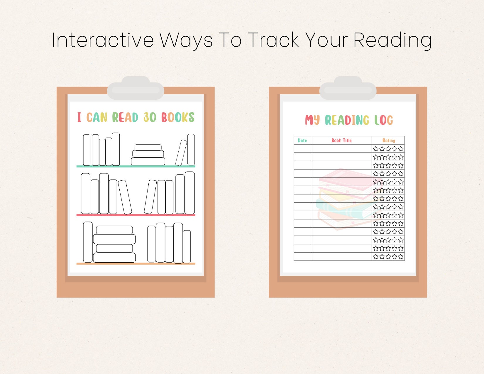 Book Tracker for Kids, Printable Reading Log, Digital Download, Rainbow ...