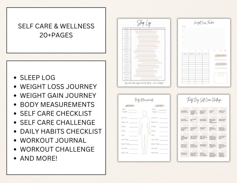 Self Care Digital Planner Self Care Journal Wellness - Etsy