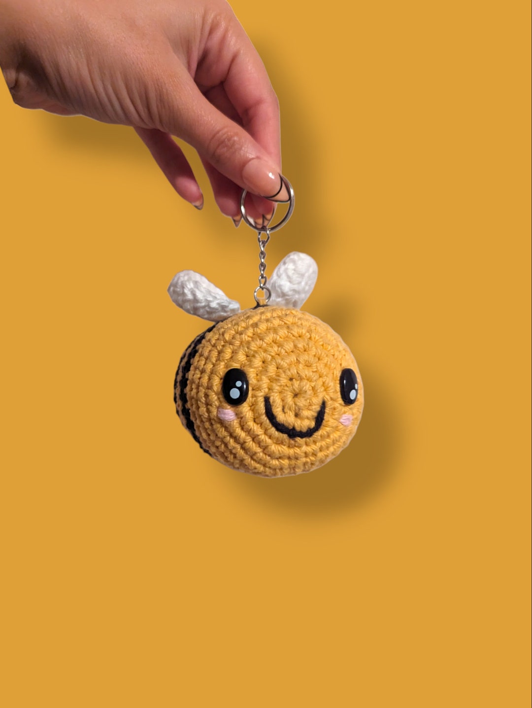 Crocheted Honey Bee Amigurumi Keychain - Etsy