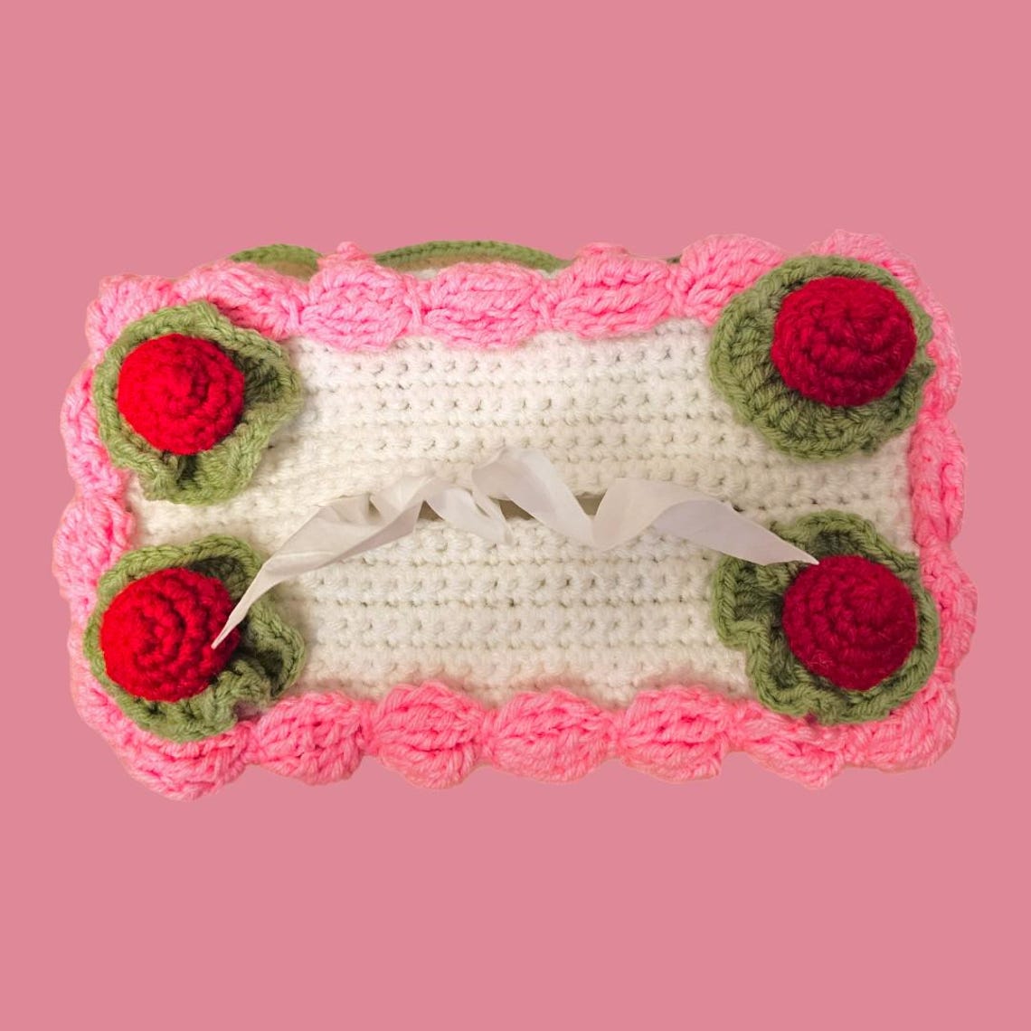 Strawberry Cake Tissue Box Cover | Handmade | Crochet | Decorative - Etsy
